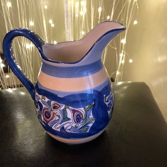 Dining | Hand Painted Blue Ceramic Pottery Pitcher 2 Available | Poshmark